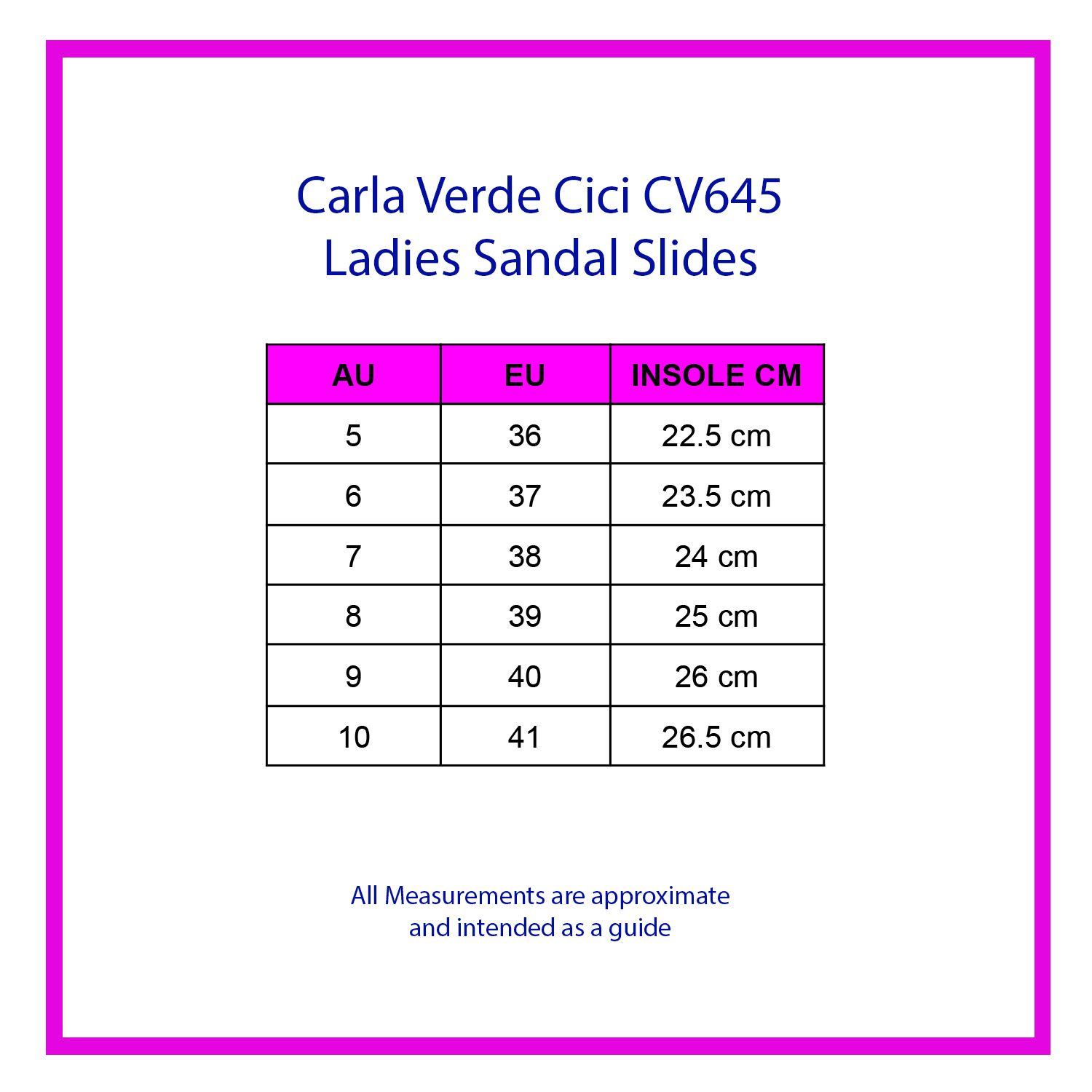 Carla Verde Cici Ladies Sandals Slip On Slides Hook and Loop Tabs Light ...