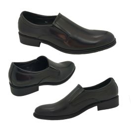 Mens Shoes Borelli Zac Slip On Black Leather Dress Shoe Elastic Gusset ...