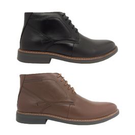 Mens Boots Borelli Pierro Leather Lace up Ankle Boot Formal Work Black ...