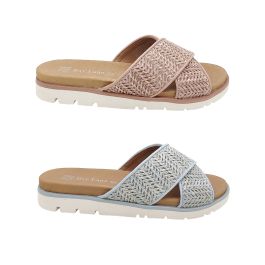 Bay Lane Piccolo Ladies Sandals Summer Slides Comfort Sole Woven Cross ...