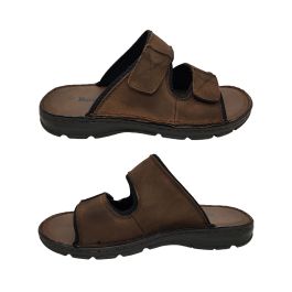 Borelli Ventura Mens Shoes Sandals Waxy Leather Slides Adjustable Top ...