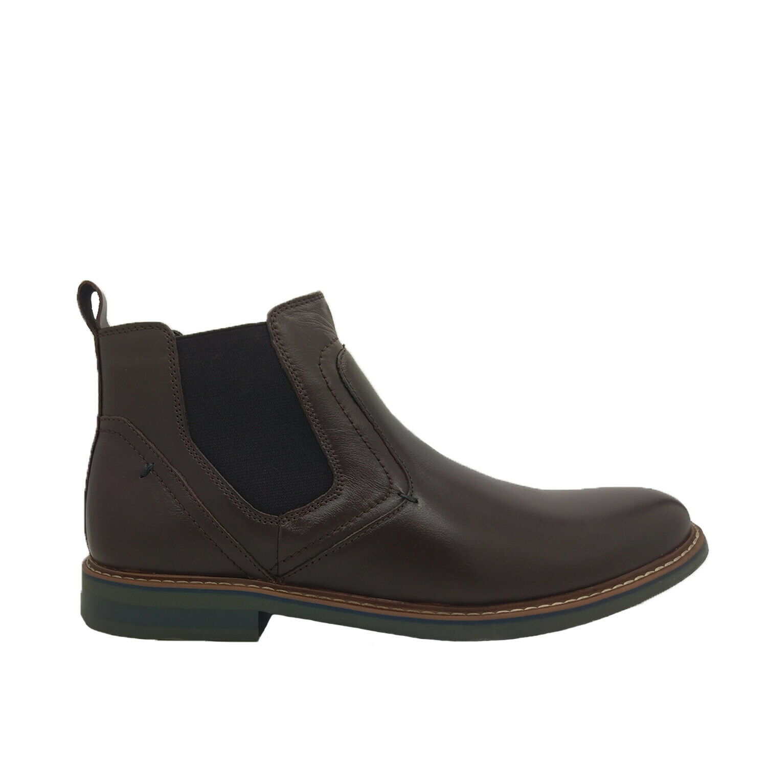 Mens Boots Borelli Ricardo Leather Elastic Ankle Boot Formal Work Black ...