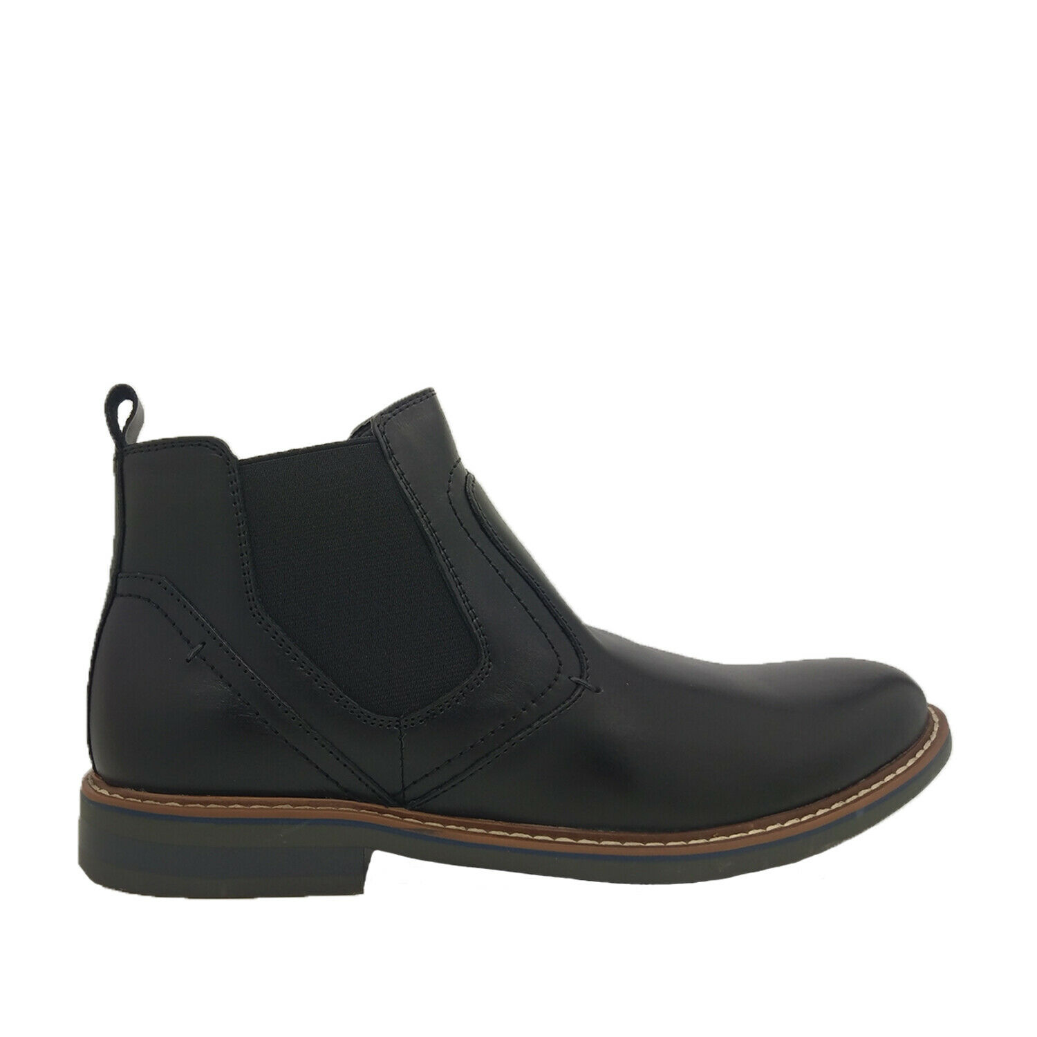 Mens Boots Borelli Ricardo Leather Elastic Ankle Boot Formal Work Black ...