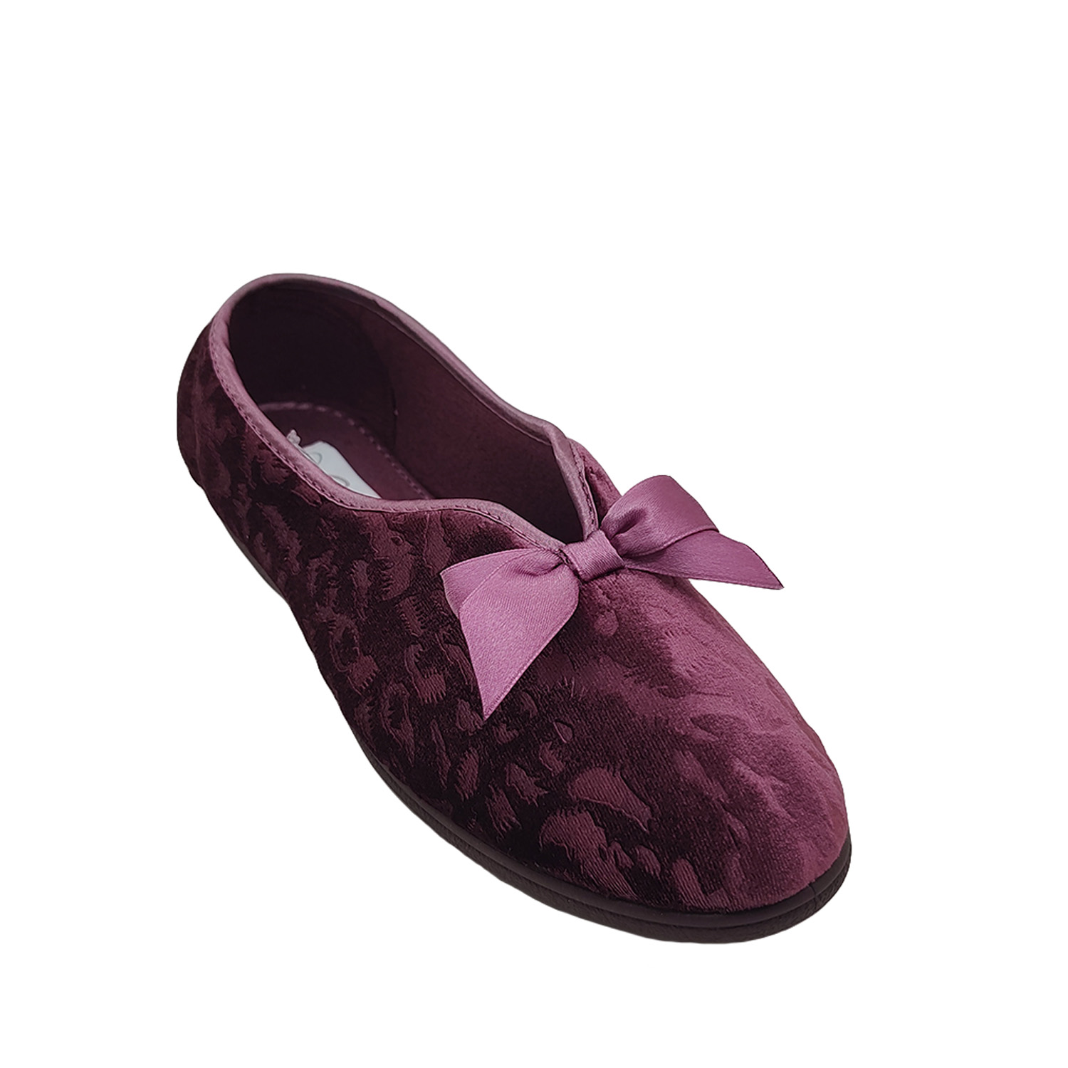 Grosby Veronica Ladies Slippers V Cut Velour Print Upper Slip On Solid ...