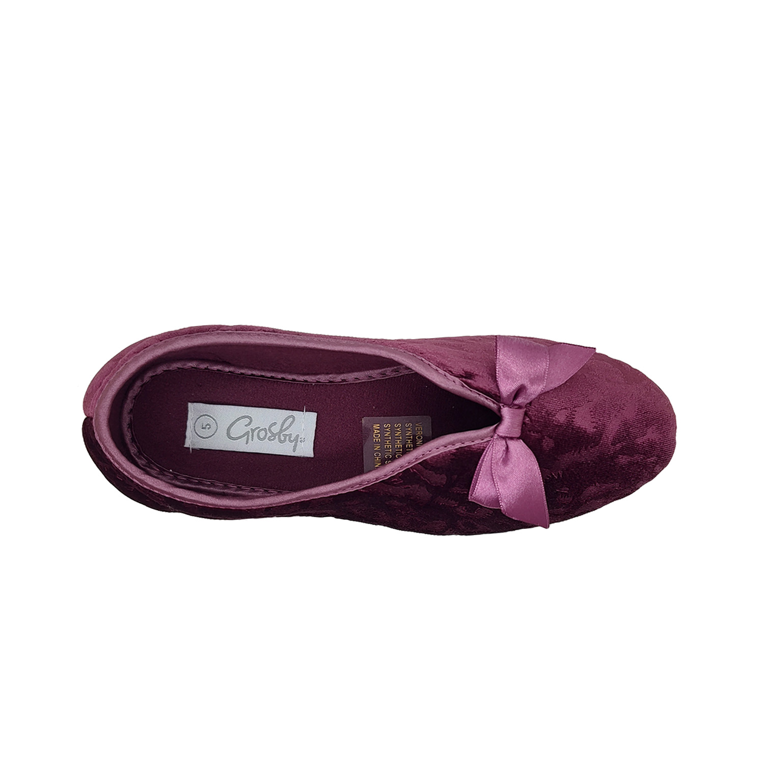 Grosby Veronica Ladies Slippers V Cut Velour Print Upper Slip On Solid ...